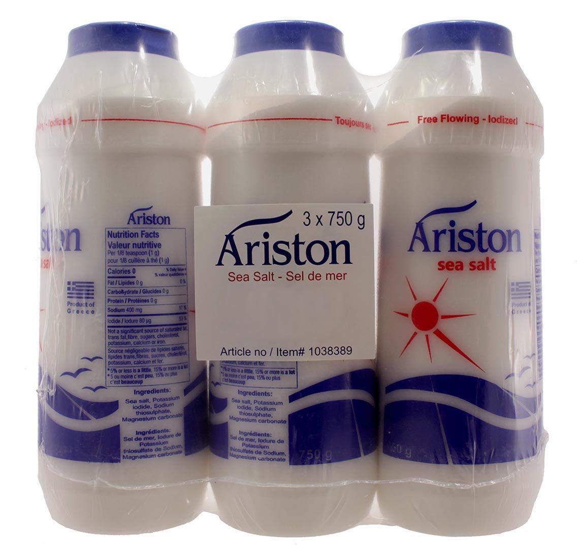 Ariston Greek Iodized Sea Salt 750g (3 Pack) / Sel de mer iodé grec de ...