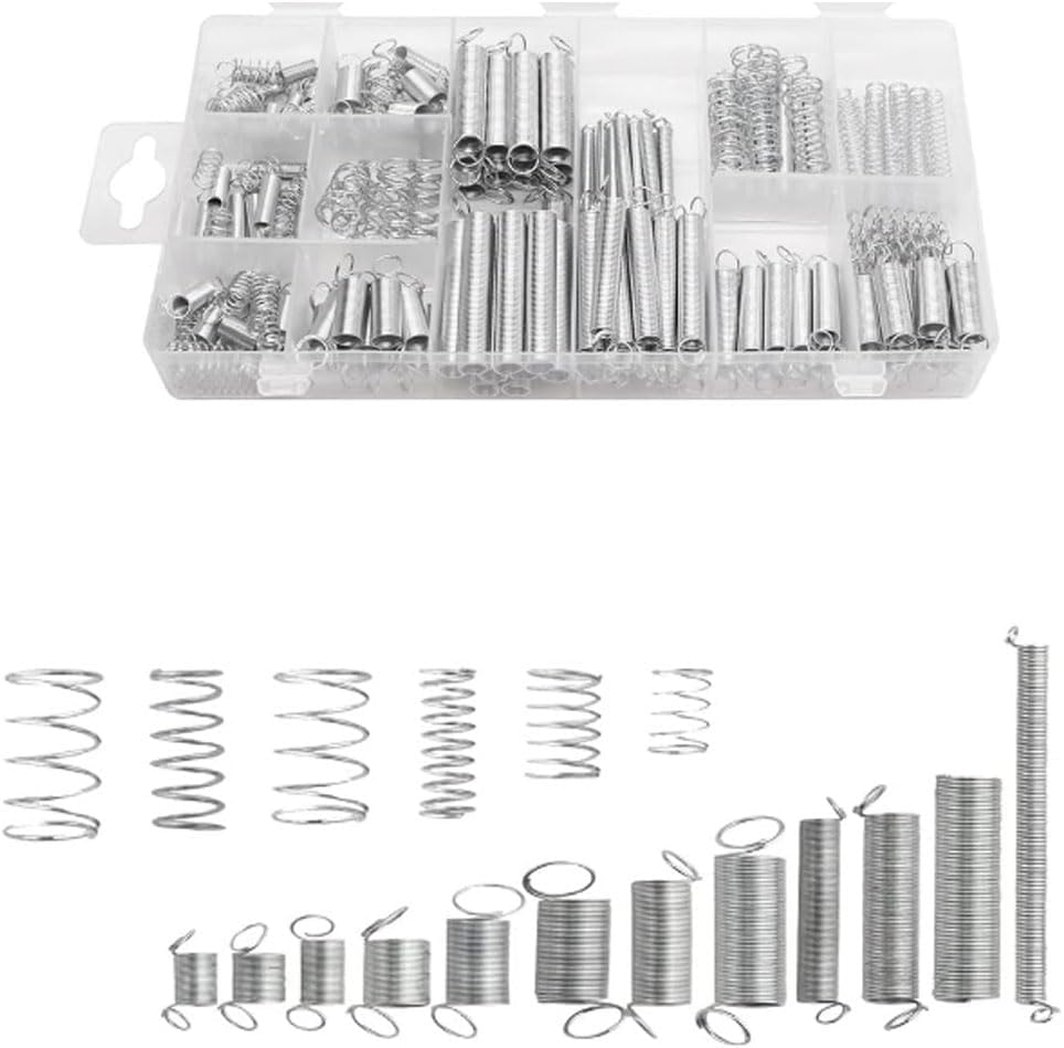 Ling-Luo 200 Piece Spring Assortment Set, Extension and Compression Kit ...