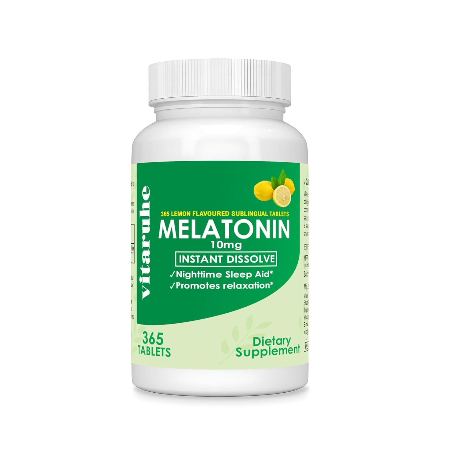 VitaRuhe Melatonin 10mg Sublingual Tablets - Mouth Dissolving, Lemon ...