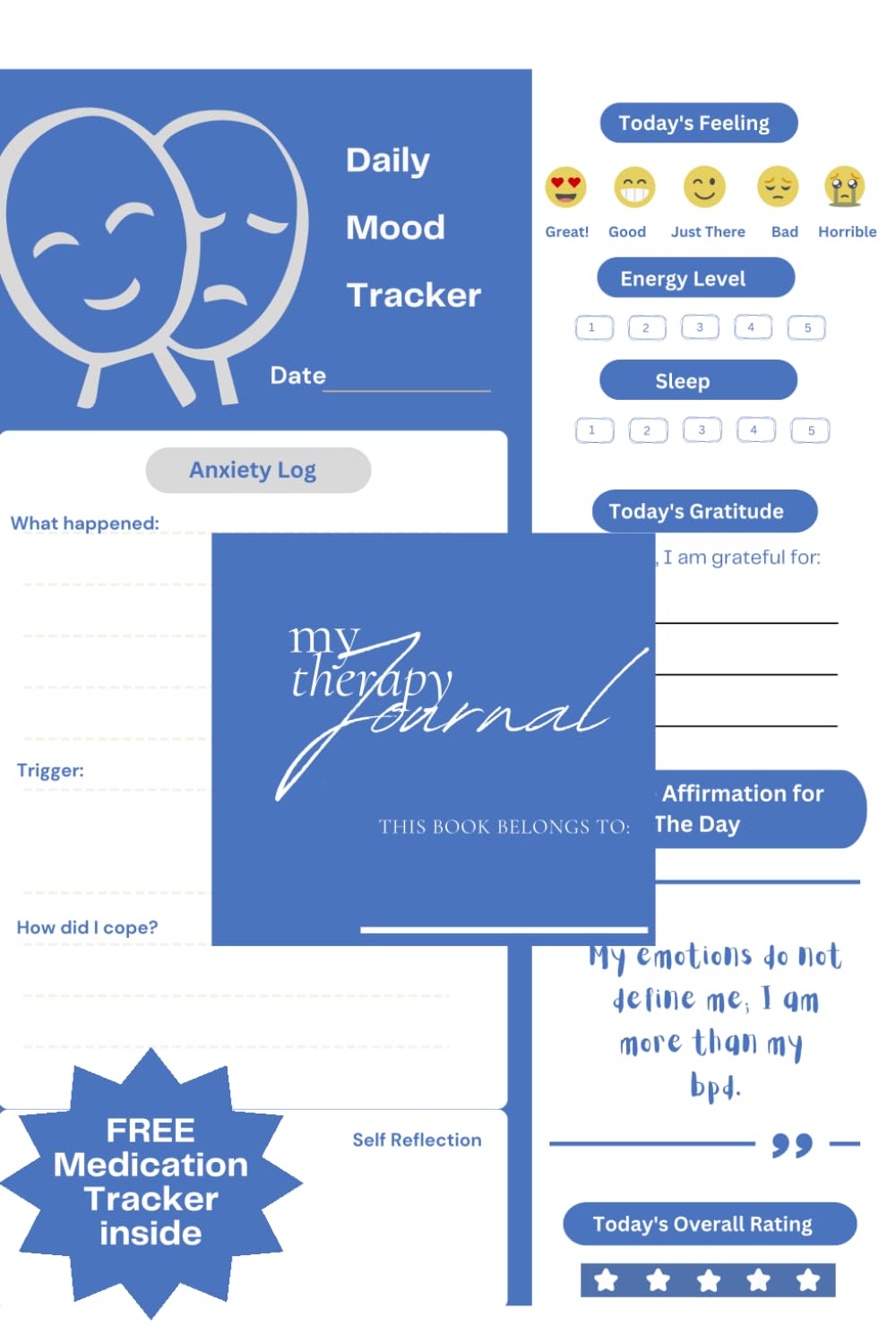 Amazon.fr - Bipolar Disorder Guided Therapy Journal and Mood Tracker ...