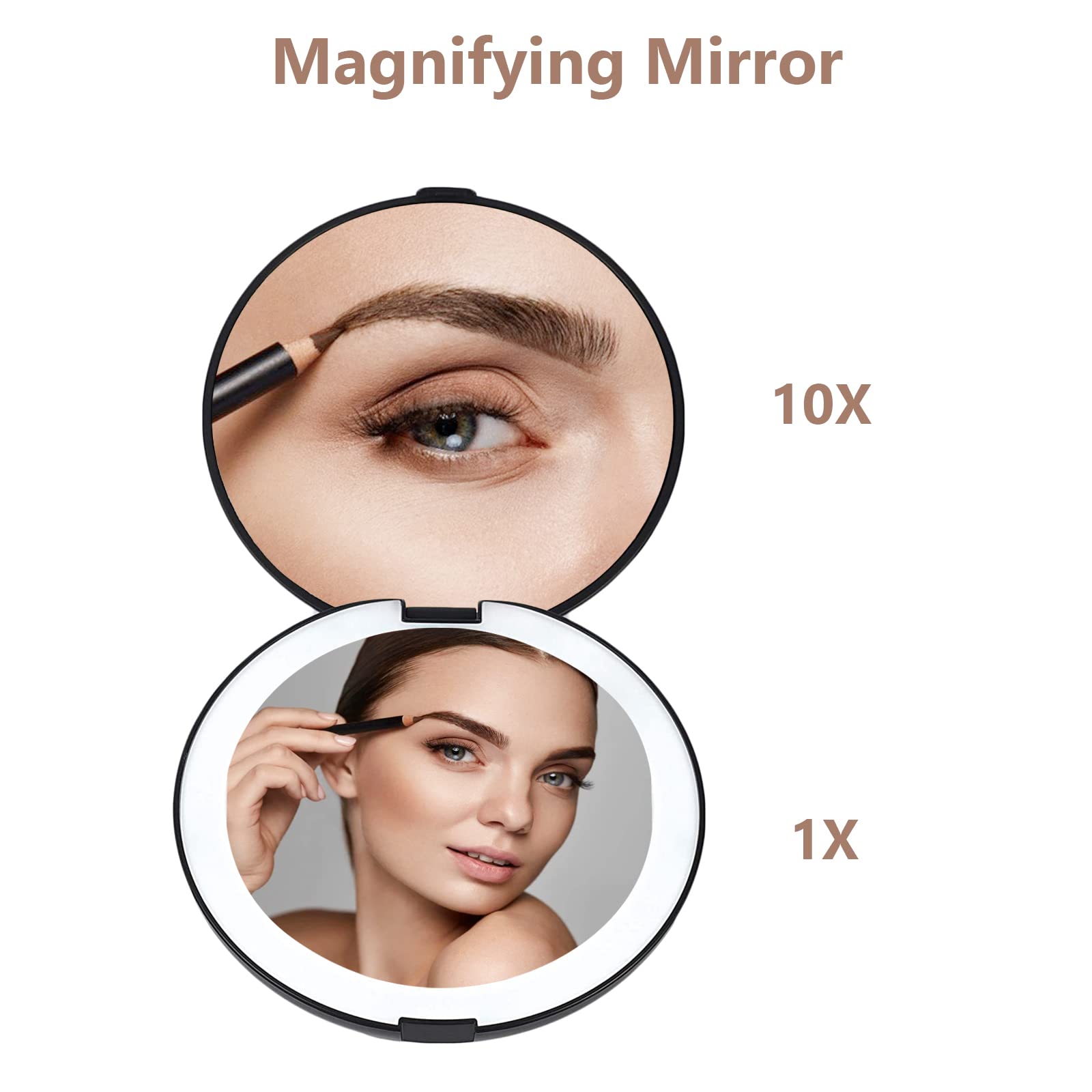 Snapklik.com : LED Compact Mirror, Lighted Travel Mirror, 10X ...