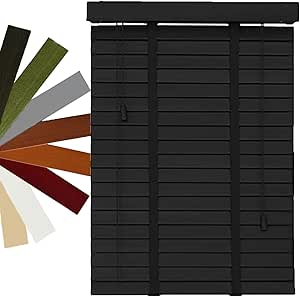 Amazon.com: 2" Slats Cordless Window Blinds Indoor Wooden Blinds & Shades, Faux Wood Blind 20 ...
