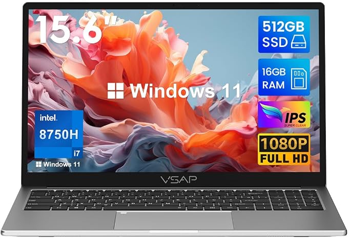 Notebook intel i7 8750H 16GB RAM 512GB SSD Win 11 15.6in : Amazon.com ...