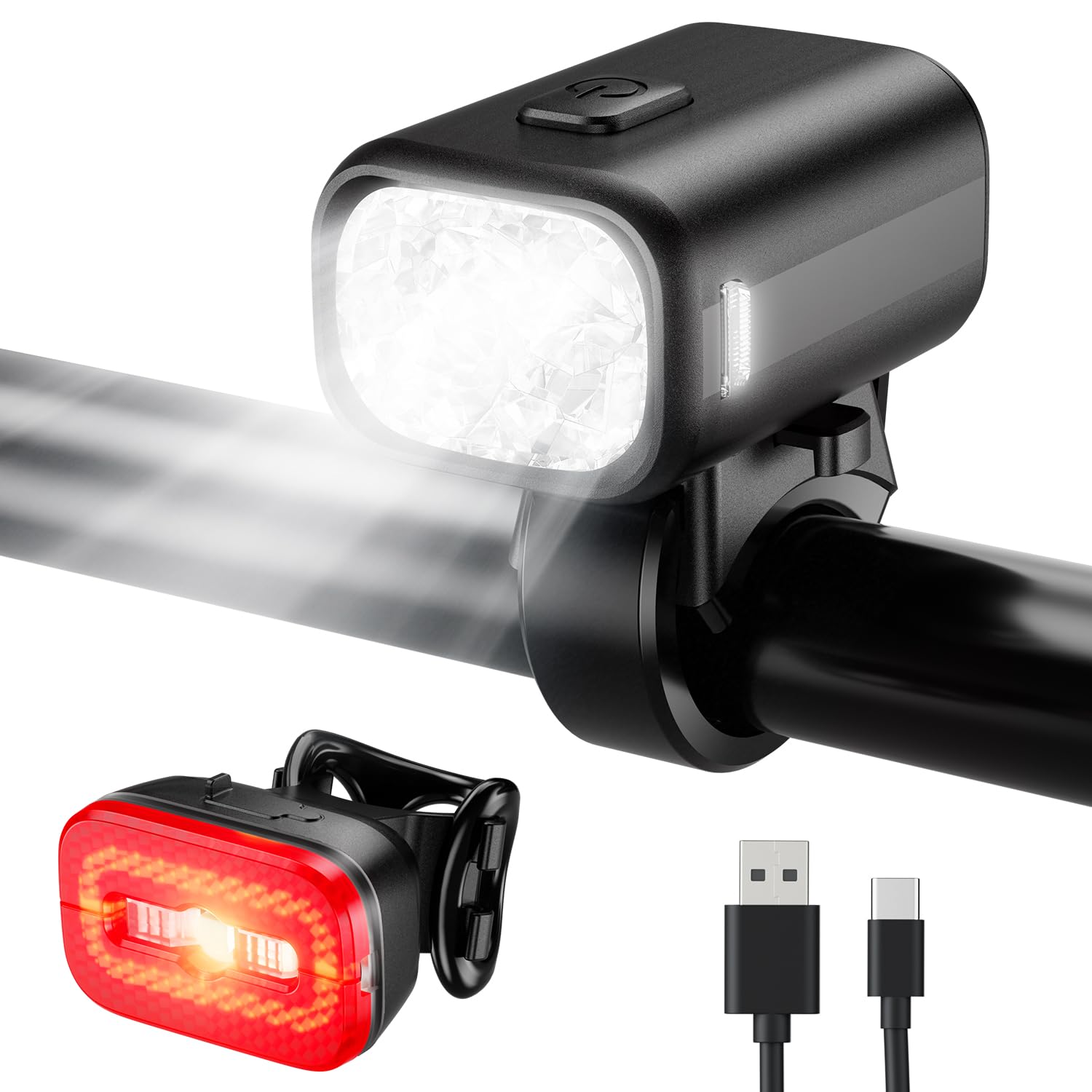 KCCYB Bike Light Set, IPX5 Waterproof Front and Rear Rechargeable ...