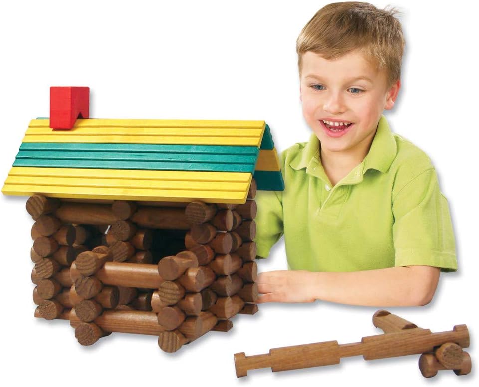 Amazon.com: Ideal Frontier Logs Classic All Wood 114-Piece Construction ...