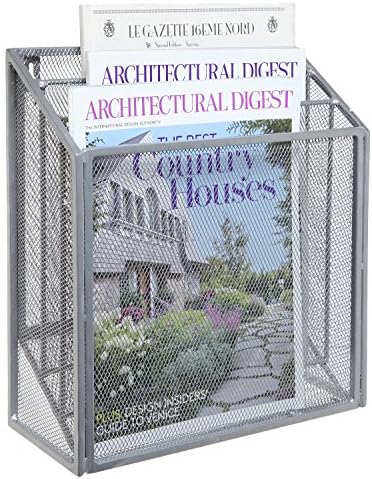 Amazon.com: Wall Mounted Silver Metal Wire Mesh 3 Tier Hanging Magazine ...