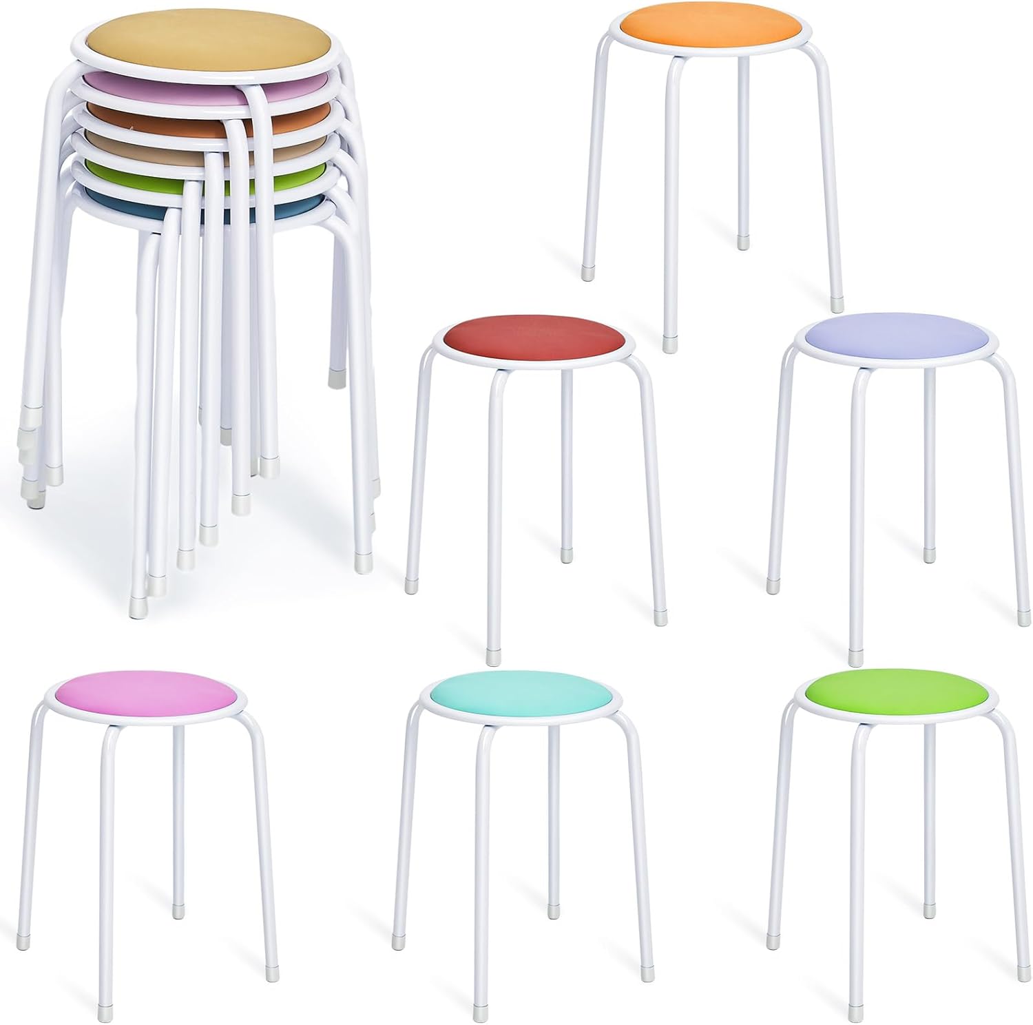Amazon.com: Thyle 12 Pack Classroom Stackable Stool Padded Stacking ...