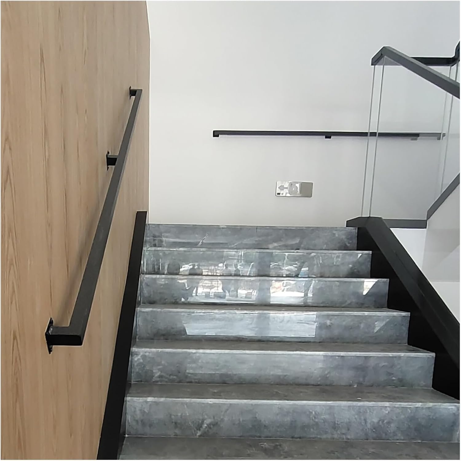 Black Metal Hand Rails for Indoor Stairs, Complete Kit, Kids Elderly ...