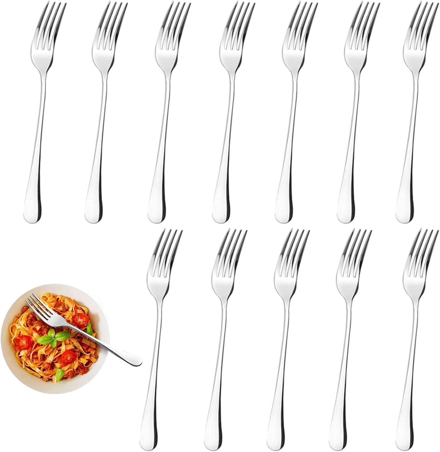 Dinner Fork, 12 Pieces Stainless Steel Dinner Forks, Stainless Steel ...