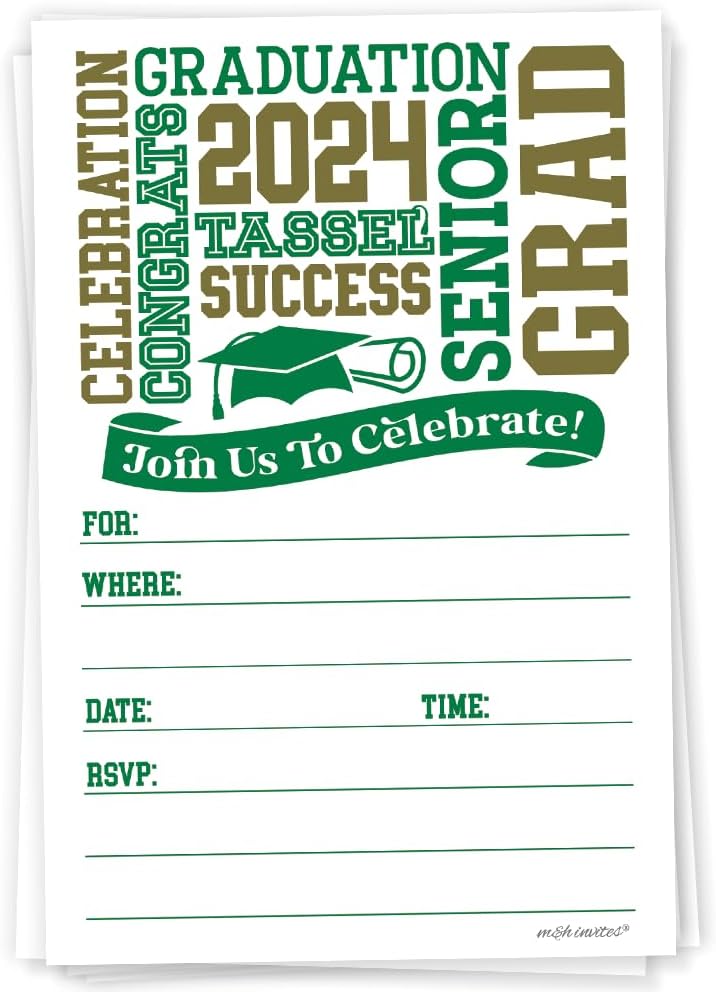 Amazon.com : Graduation Invitations 2024 With Envelopes - Grad Party ...