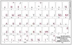 FRENCH QWERTY CANADIAN KEYBOARD STICKER with RED LETTERING ON ...