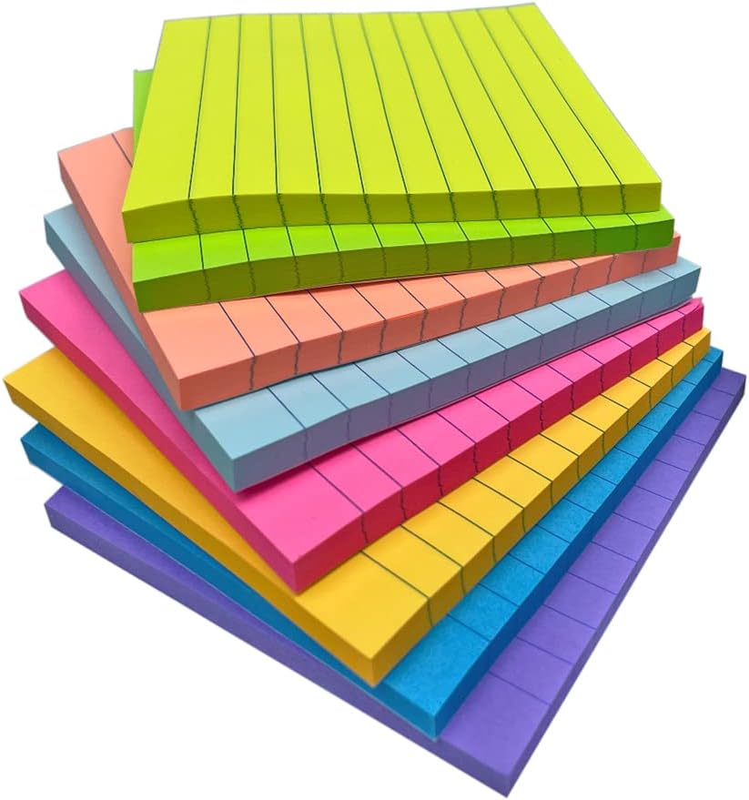 Amazon.com : Early Buy Lined Sticky Notes with Lines 4x4 Self-Stick ...