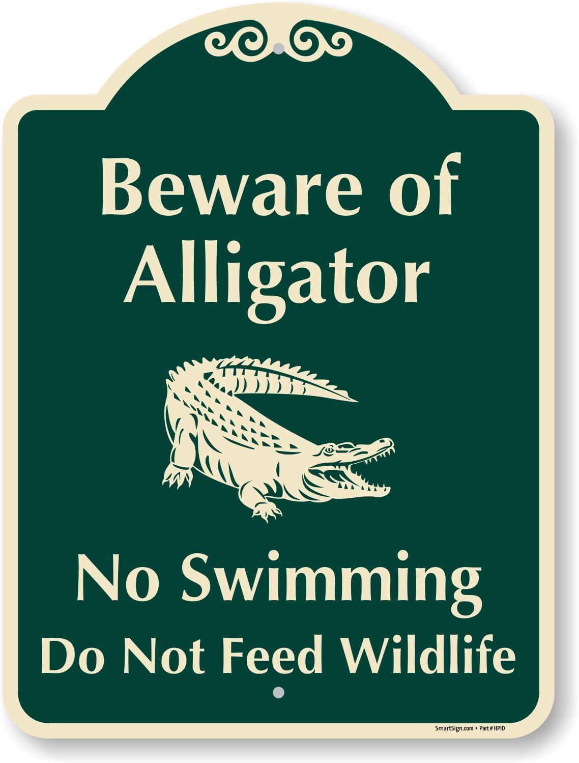 Amazon.com: SmartSign Designer "Beware Of Alligator - No Swimming, Do ...