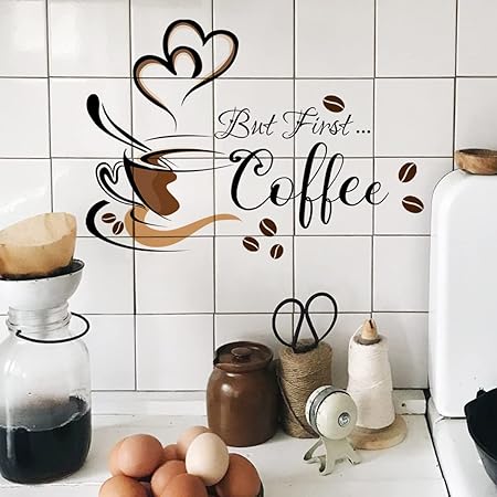 Amazon.com: SUPERDANT 10PCS Coffee Time Decals Wall Stickers Decor ...