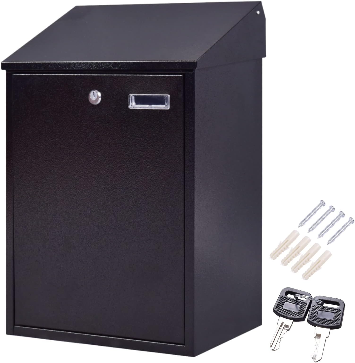 COSTWAY Wall Mounted Mailbox with Large Spaces, Lockable Letterbox with ...