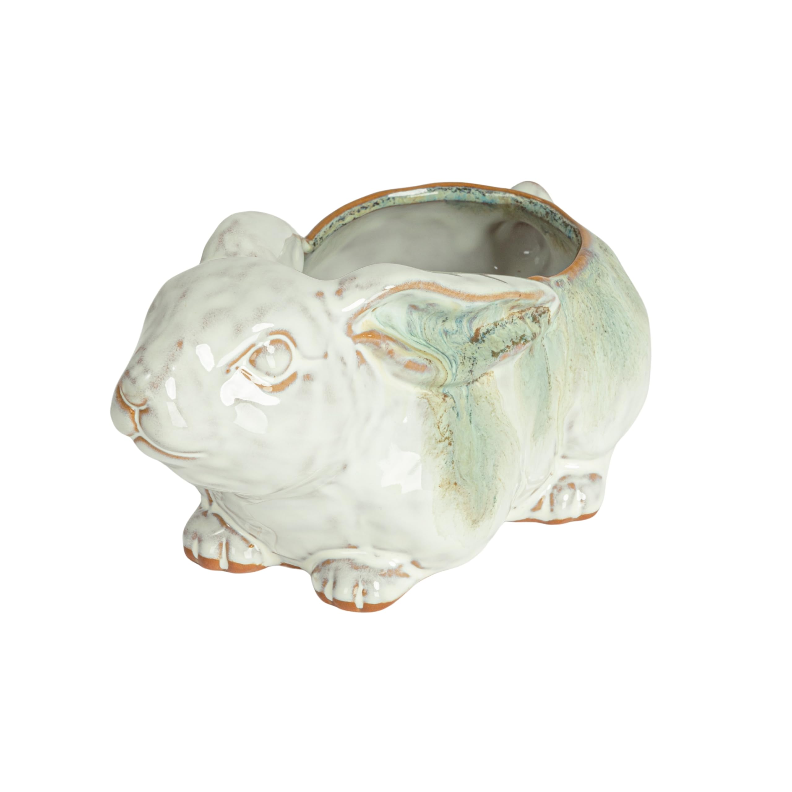 Amazon.com: Creative Co-Op Cottagecore Rabbit Stoneware Planter ...