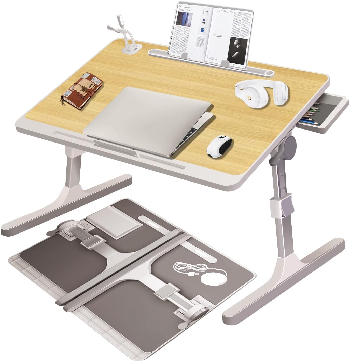 Amazon.com: Laptop Bed Tray Table, Adjustable Laptop Bed Stand Lap Desk ...