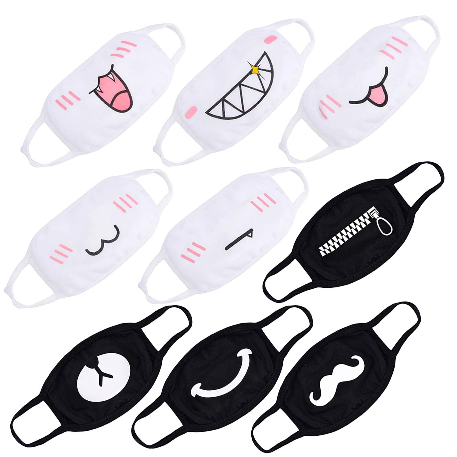 Aniwon Mouth Mask Cute Cotton Face Kpop Kawaii Muffle Mask (White, One ...