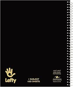 Amazon.com: Roaring Spring Lefty Spiral Notebook, Wide Ruled One ...