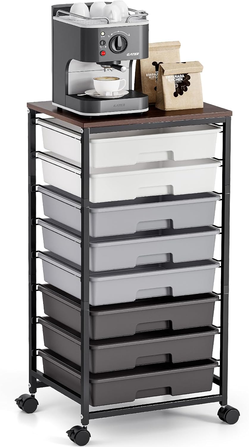 TOOLF Rolling Cart with 8 Drawers, Multipurpose Utility Cart on Wheels ...