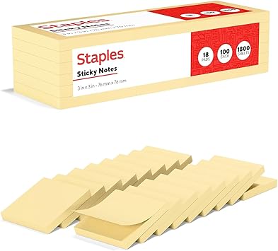 Amazon.com : Staples 860852 Stickies Recycled Notes Blank 3-Inch X 3 ...