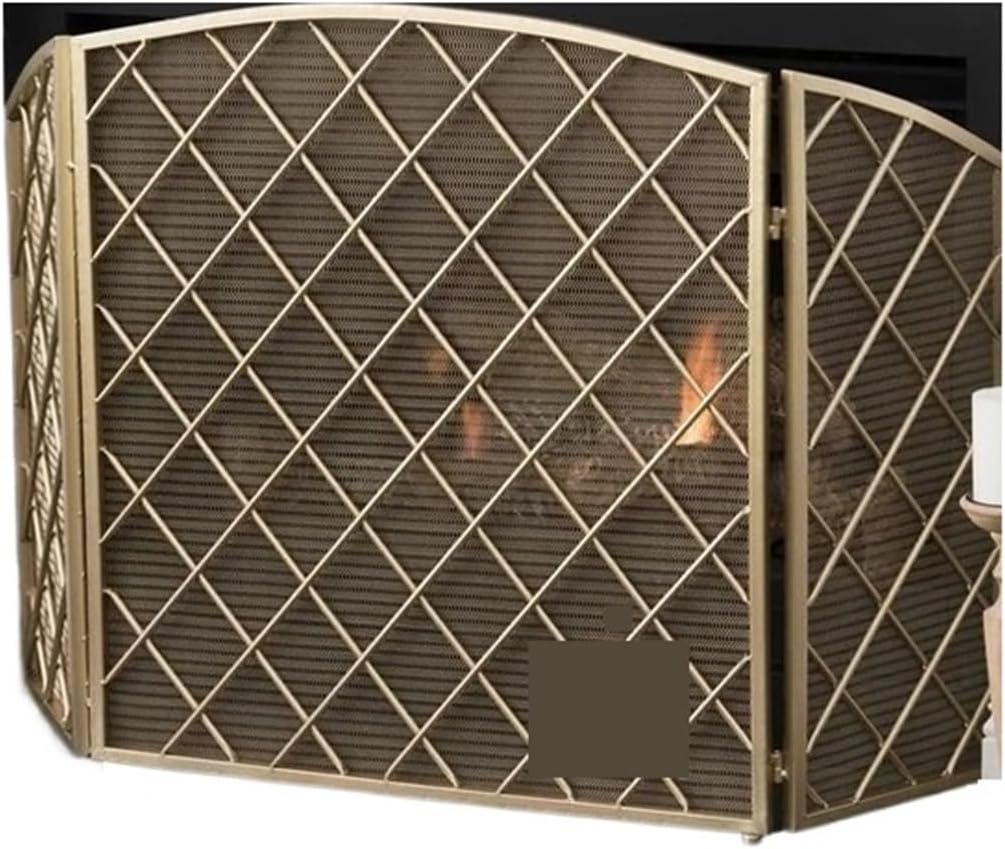Amazon.com: Fireplace Screen Metal Fireplace Screen Simple Gold Black ...