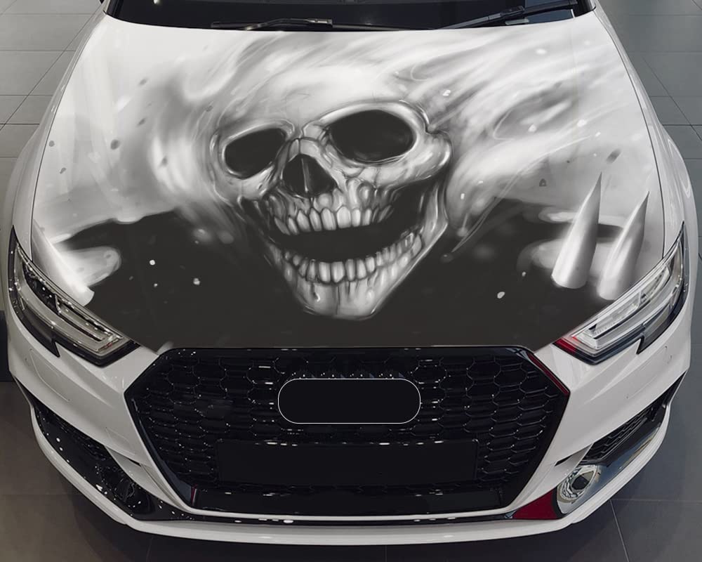 Skull Flame Vinyl Wraps Skull Flame Grunge Orange Fiery Design Black