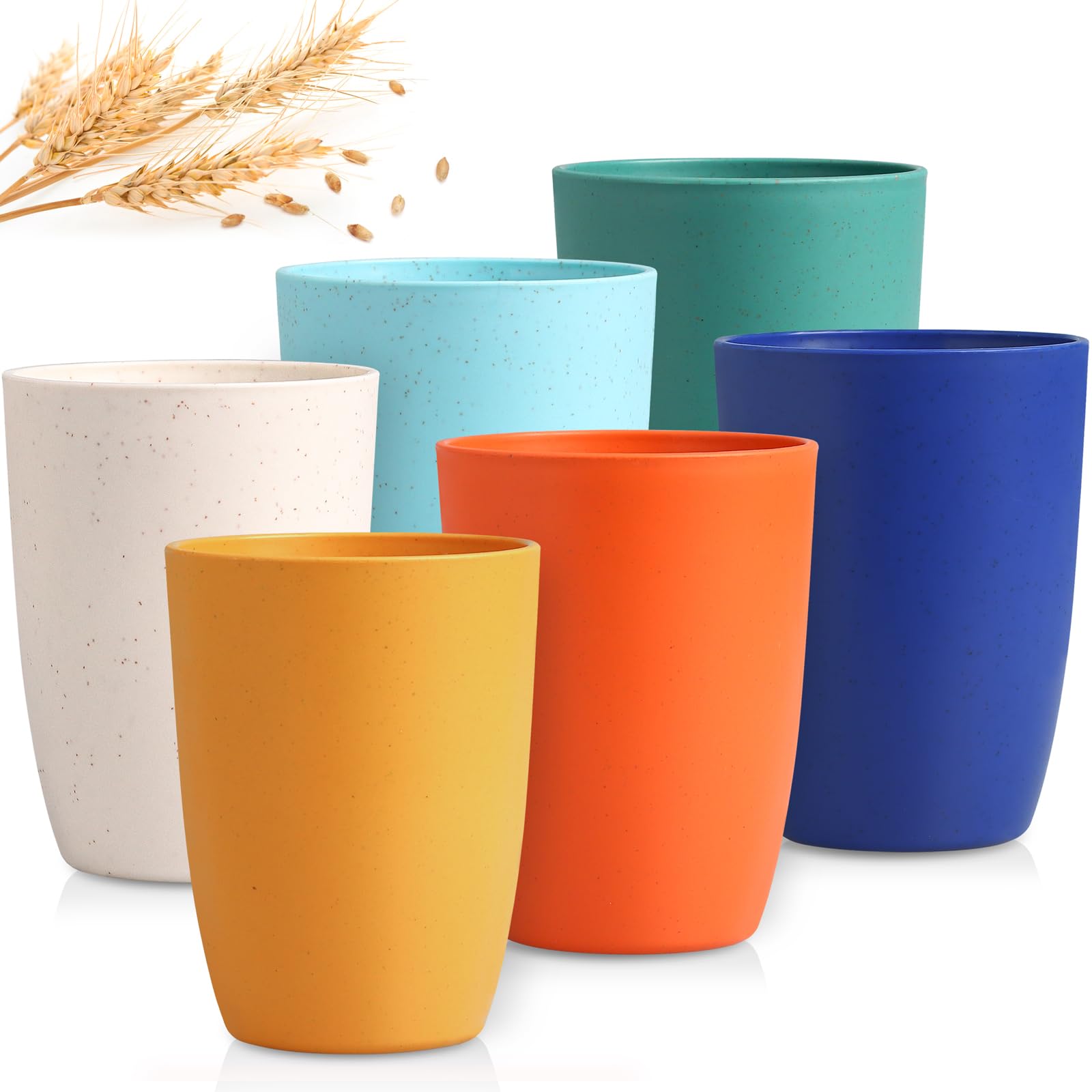 Amazon.com | GENLGE Plastic Cups Reusable Wheat Straw Cups 12 OZ ...