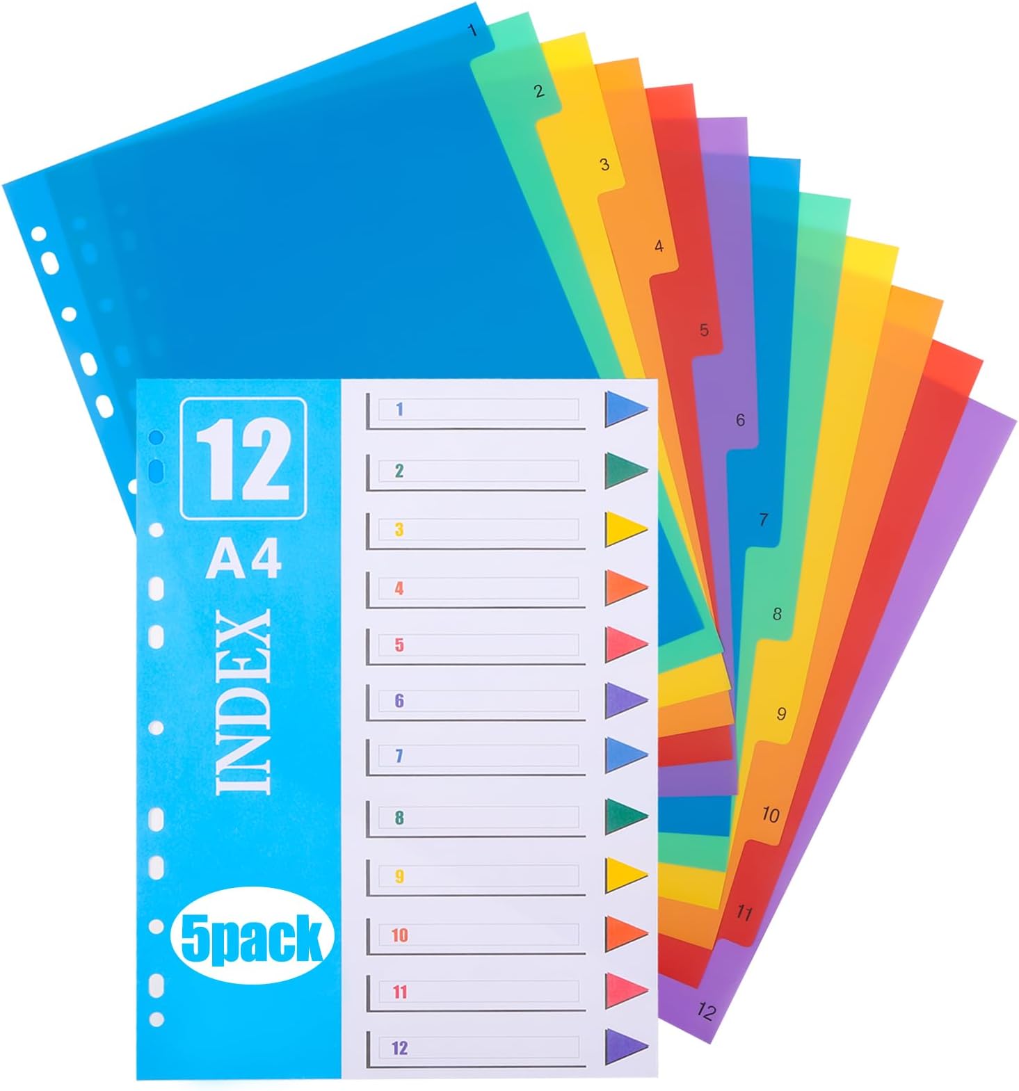 A4 File Dividers Plastic Coloured Tabs Subject Filing Numbered A-Z ...