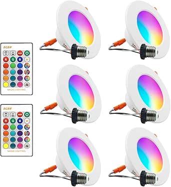 Amazon.com: Lam(MS)pen Iluminación LED empotrable, 10W RGBW empotrable ...