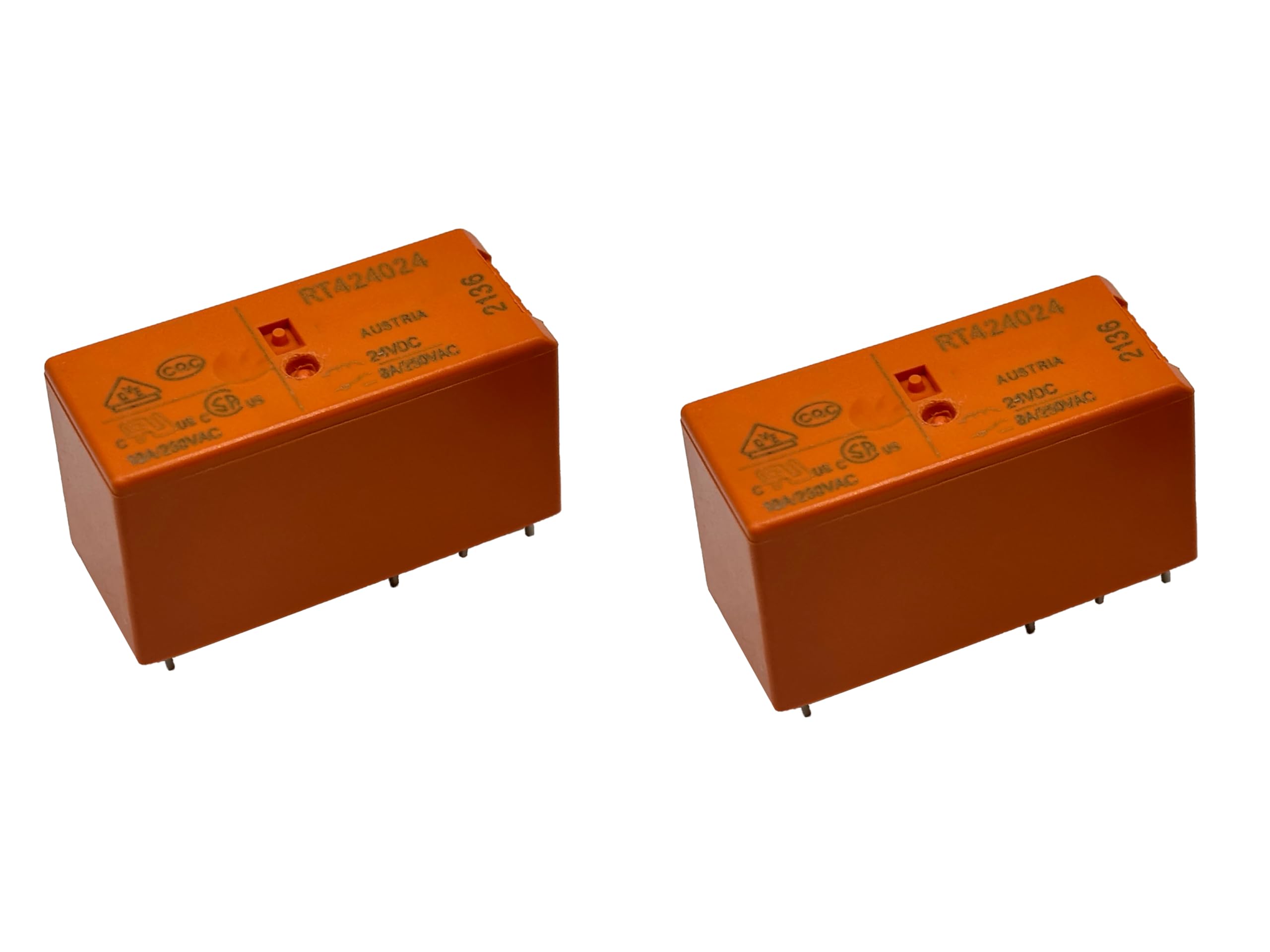 Snapklik.com : 2PCS RT424024 24VDC DPDT 8A 8-Pin Power PCB Relay