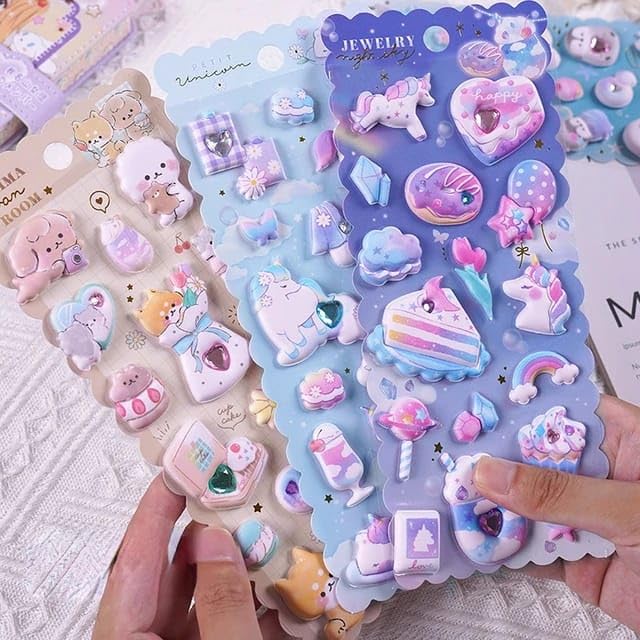 TEMSON Kawaii Puffy Stickers Set - 3D Foam Stickers for Kids, Aesthetic ...