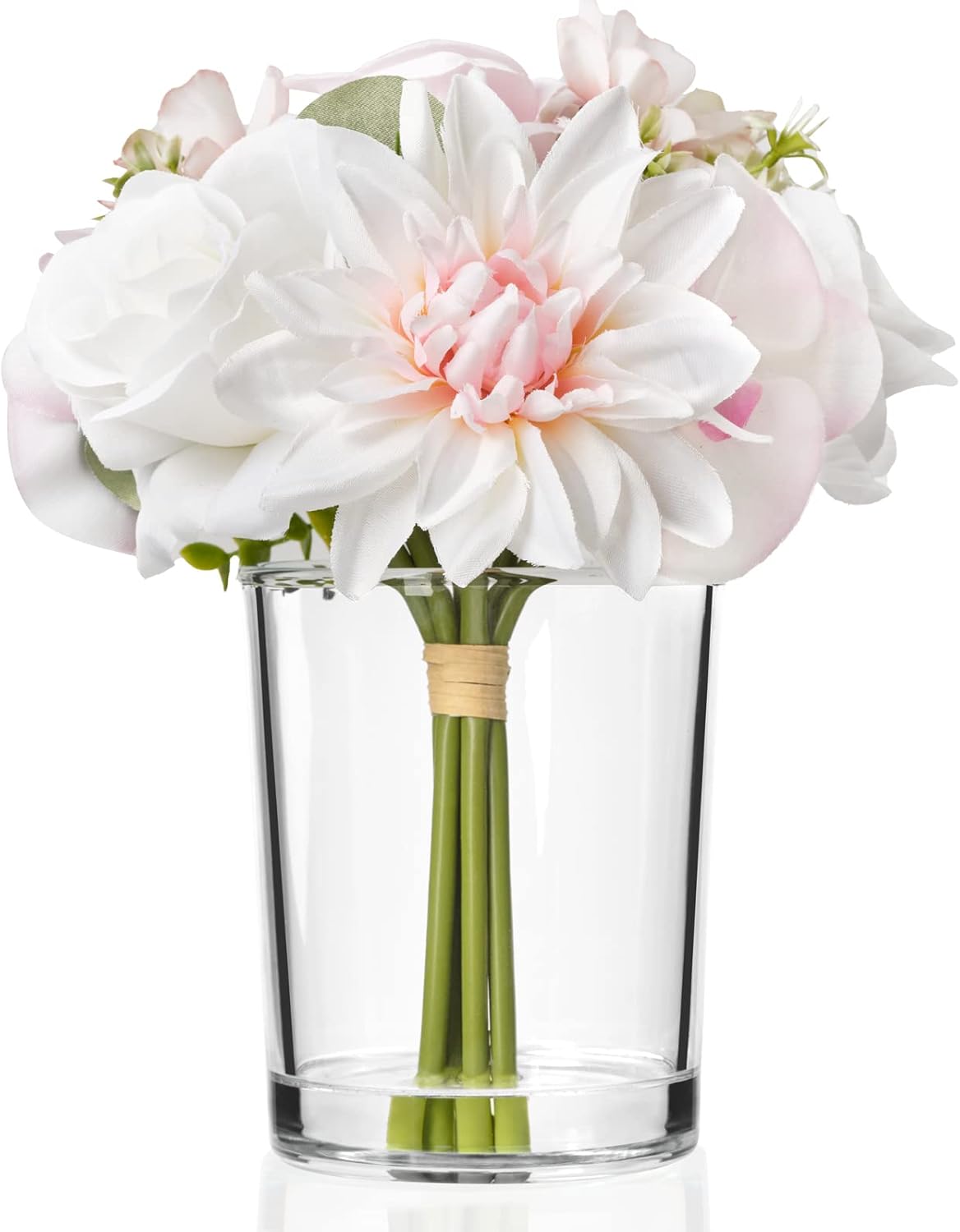Amazon.com: WELL KNOWN Fake Flowers with Vase, Silk Roses Artificial ...