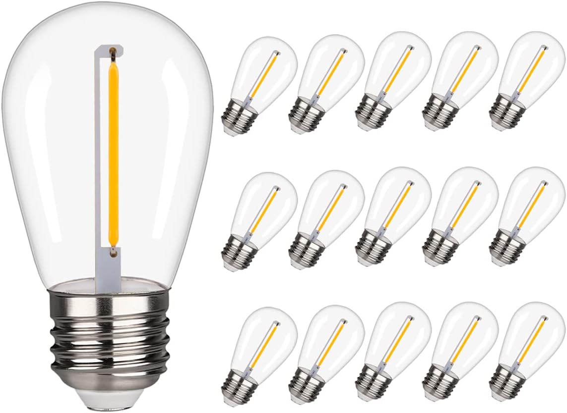 S14 15 Pack Replacement LED Light Bulbs Shatterproof & Waterproof Bulbs ...