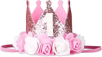 lasuroa First Birthday Hat, Girls Party Hats Flower Birthday Hat 1 Year ...