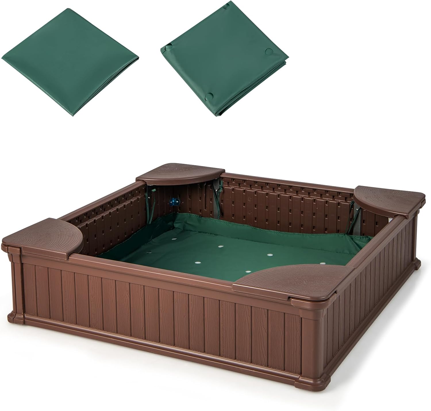 Maxmass Kids Sandbox, Outdoor Children Square Sand Pit with ...