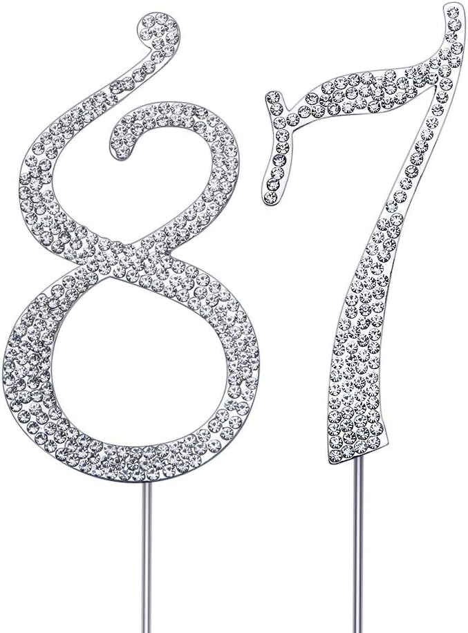 Amazon.com: MAGJUCHE Silver 69" Crystal Cake Topper, Number 69 ...