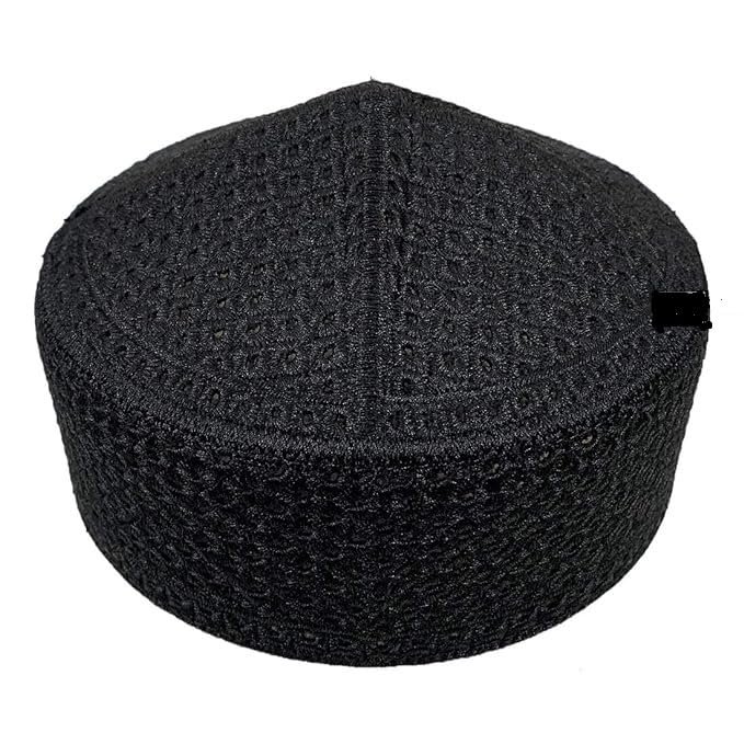 ALBARAKAH® Namaz Cap Black Islamic Topi - Traditional Prayer Hat for ...