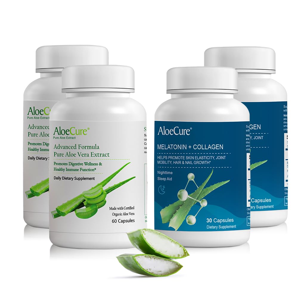 Amazon.com: AloeCure Organic Aloe Vera Capsules Pack - 4 Pieces - 2 x ...