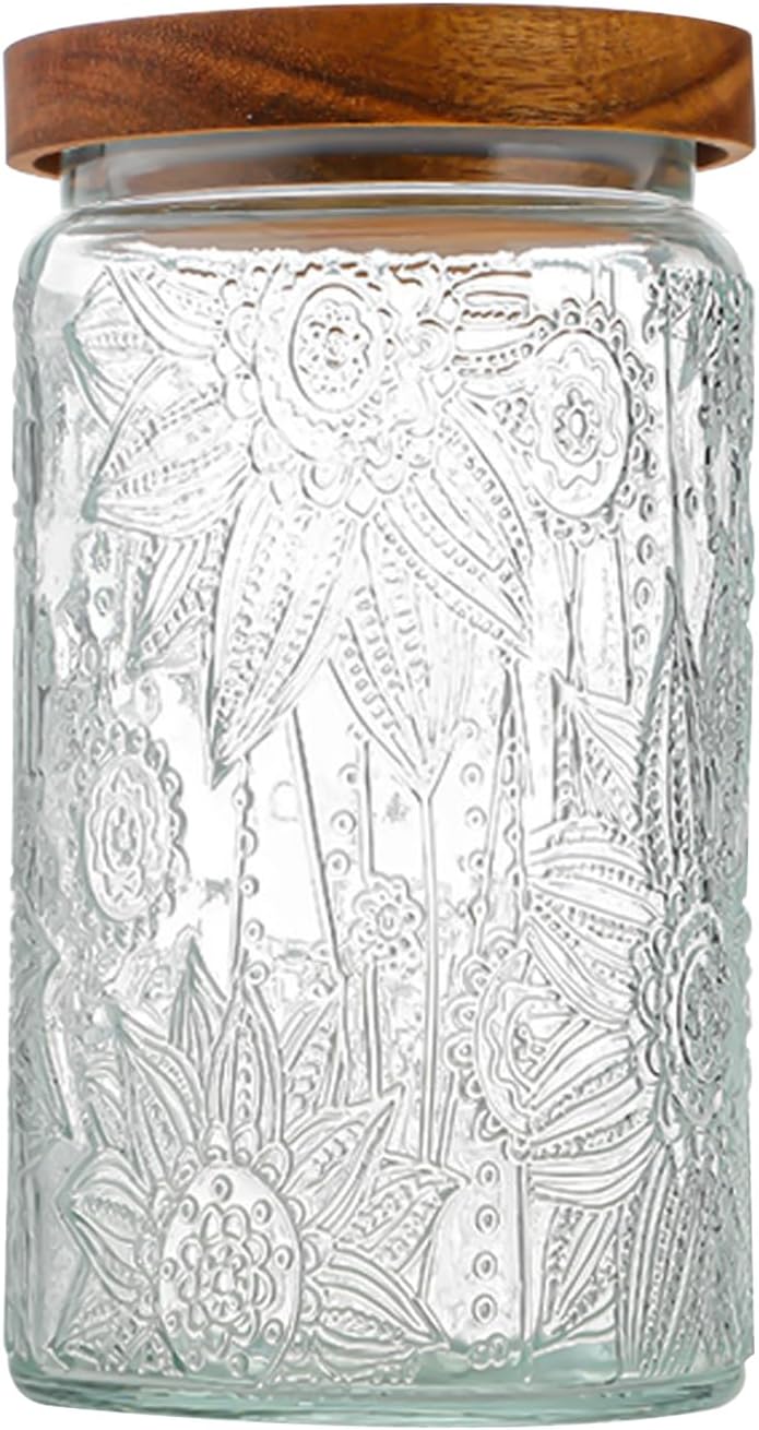 Amazon.com: yoqelt Vintage Glass Jars with Wooden Lids, 24 oz Airtight ...