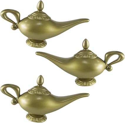 HIXNUG 3pcs Gold Genie Magic Lamp Aladdin Genie Lamp Arabian Theme ...