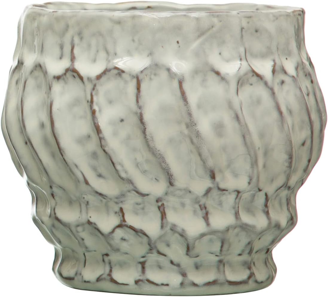Amazon.com: Bloomingville Embossed Stoneware, Ivory Planter : Patio ...