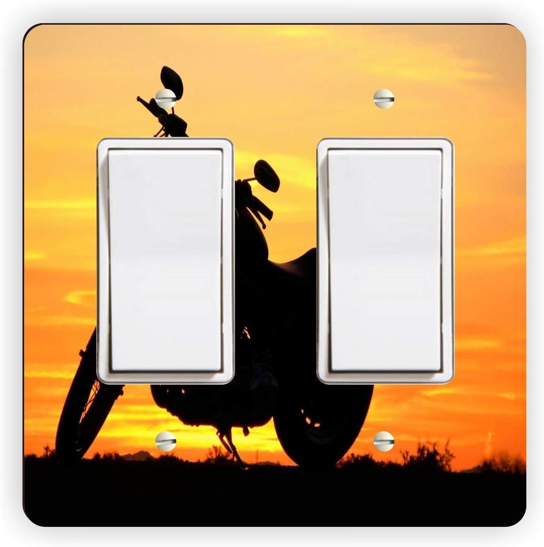 Motor Bike Motorcycle on Highway - Double Rocker Light Switch Cover ...