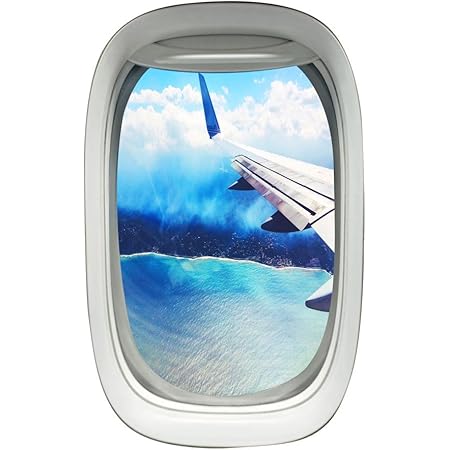 Amazon.com: Airplane Window Porthole Wing Decal Sky View Clouds Mural ...