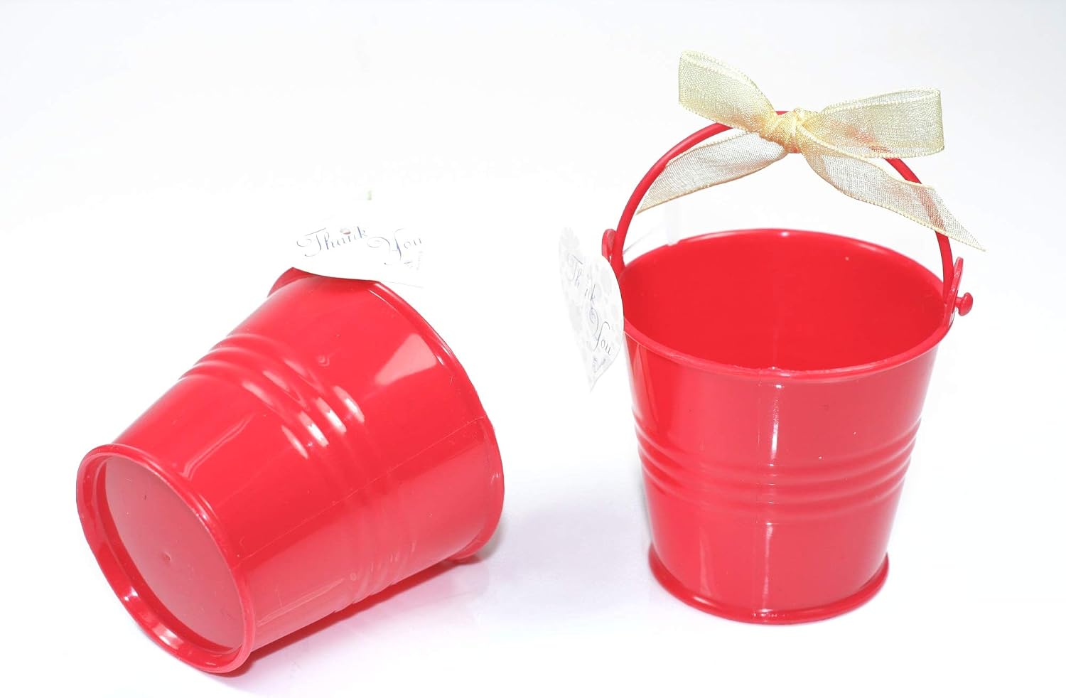 Amazon.com: Pack of 20 RED Mini Candy Pail 5cm high Plastic Bucket ...