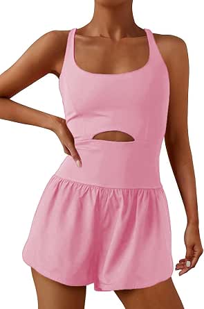 Amazon.com: Hotexy Womens Workout Athletic Romper Running Padded Bras ...