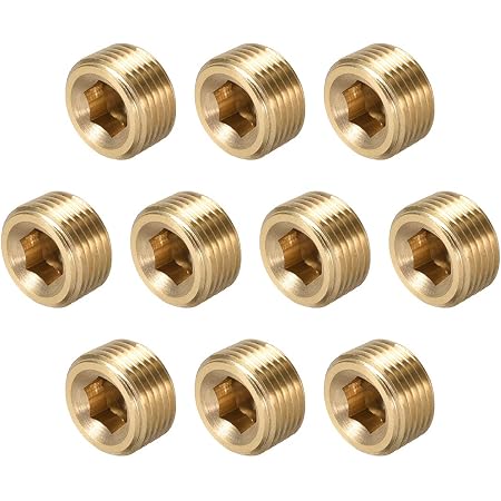 uxcell Brass Pipe Fitting - Hex Counter Sunk Plug 1/16NPT Male Socket ...