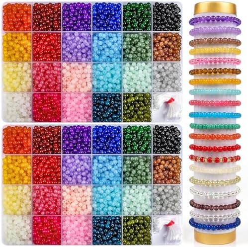 Amazon.com: shynek 1400 Piecess 8mm Round Glass Beads for Jewelry ...