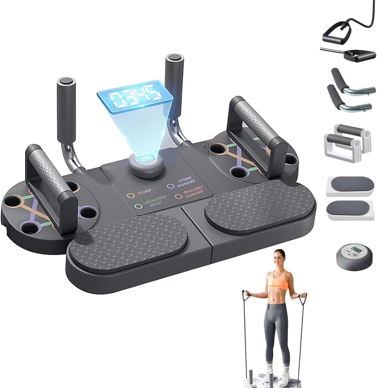 DMG Push Up Board, Multi-function Push Up Stand with Resistance Bands, Home Workout Set for ...