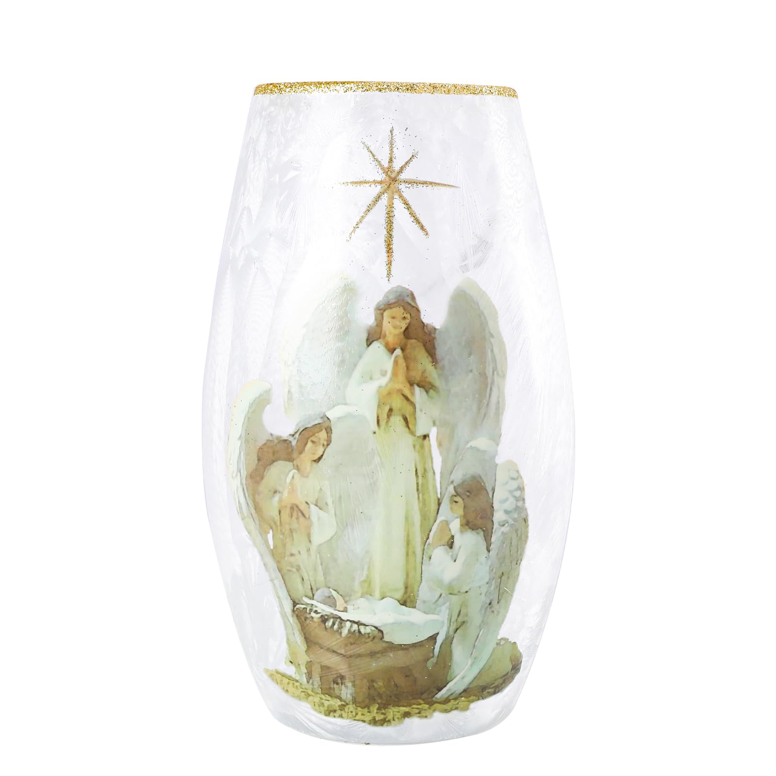 Christmas Lighted Nativity Indoor Decorations, Crackle Glass LED Light ...